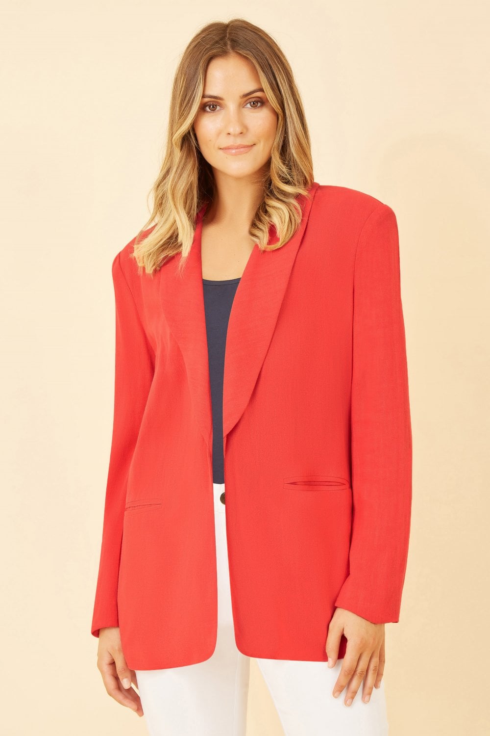 Yumi Red Linen Relaxed Blazer | Yumi